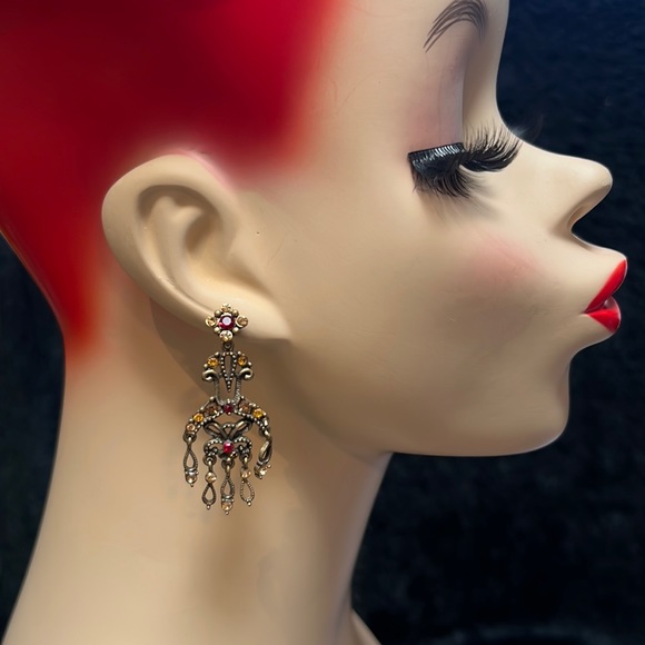 Vintage | Jewelry | Vintage Great Gatsby Filigree Rust And Red Chrystal ...